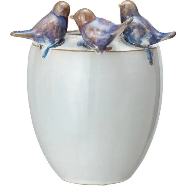 STORIED HOME 3d Birds Stoneware Planter/vase