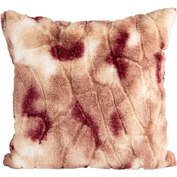 STORIED HOME Faux Fur Pillow - Pink