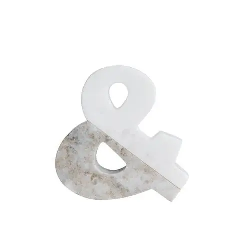 STORIED HOME Decorative Marble "&" Figurine - White