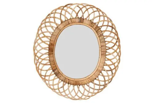 STORIED HOME Wood Oval Wall Mirror - Brown