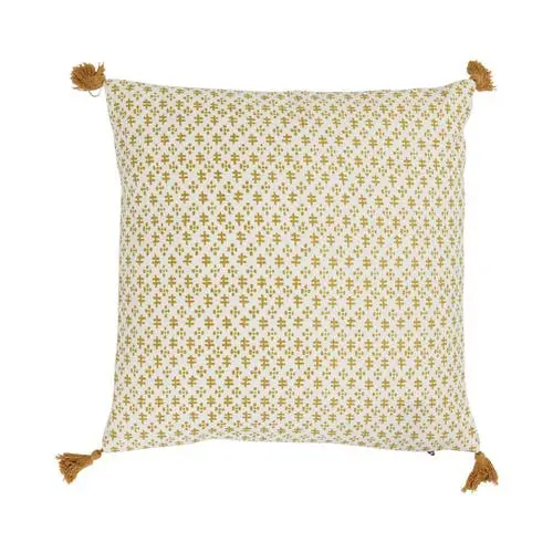 STORIED HOME Cotton Pillow - Yellow