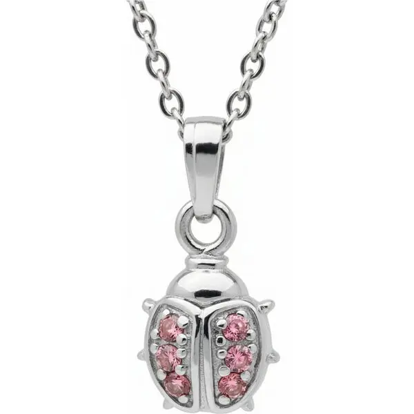 MIA BELLE GIRLS Sterling Silver Ladybug Pendant Necklace - Metallic Silver