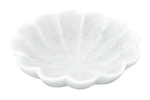 STORIED HOME Carved Marble Dish - White