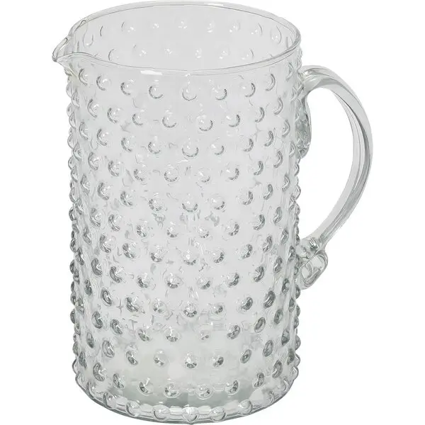 STORIED HOME Hand Blown Glass Hobnail Pitcher - Clear