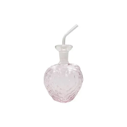 STORIED HOME Glass Strawberry Shaped Oil Cruet With Stopper - Pink