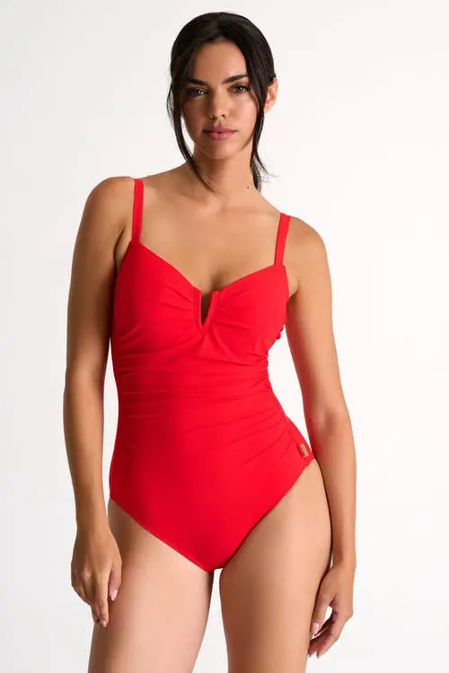 Shan Draped One-piece Swimsuit - Red