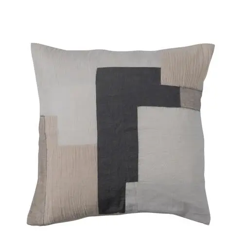 STORIED HOME Cotton Throw Pillow Cover With Patchwork