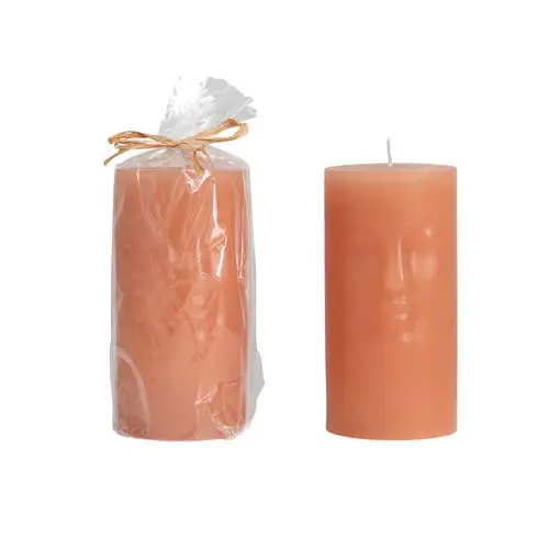 STORIED HOME Unscented Face Pillar Candle - Pink