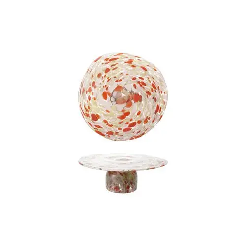 STORIED HOME Confetti Glass Pedestal - Orange