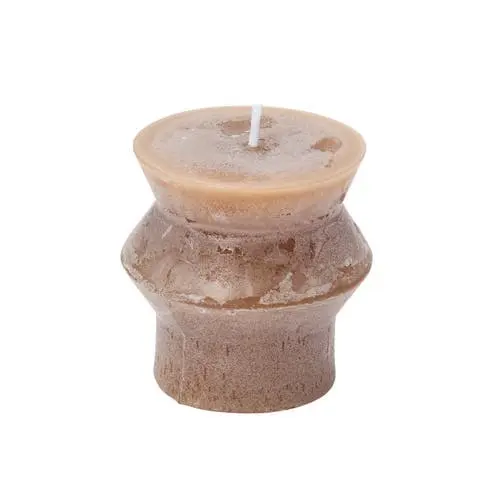 STORIED HOME Unscented Pillar Candle - Brown