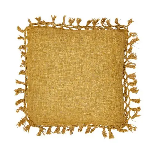 STORIED HOME Cotton Slub Pillow - Yellow