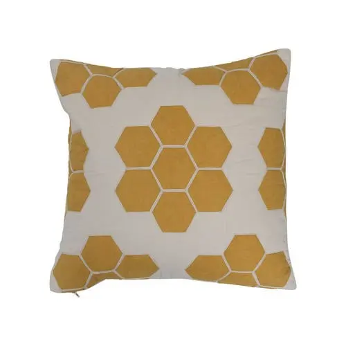STORIED HOME Quilted Cotton Pillow - Yellow