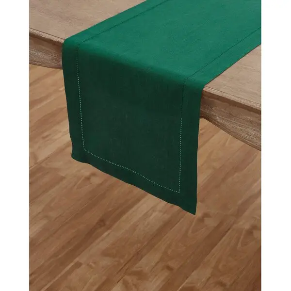 Solino Home Linen Table Runnerclassic Hemstitch - Rainforest
