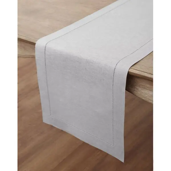 Solino Home Linen Table Runnerclassic Hemstitch - Soft Grey