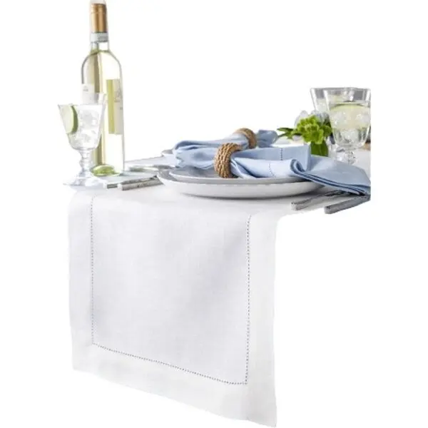 SOLINO HOME Linen Table Runnerclassic Hemstitch - White