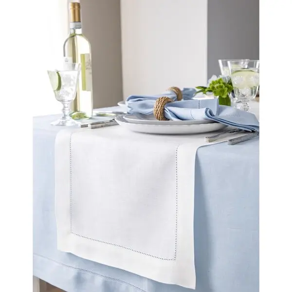 SOLINO HOME Linen Table Runner For Dining Table - White