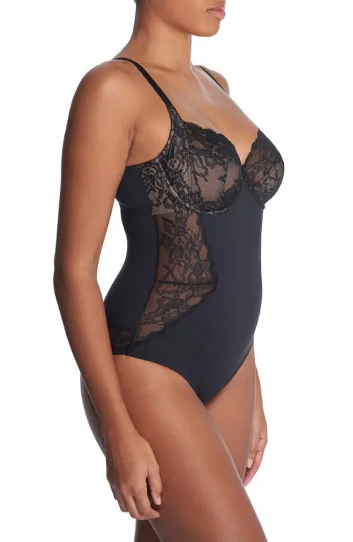 Natori Full Fit Underwire Bodysuit - Blk/cafe