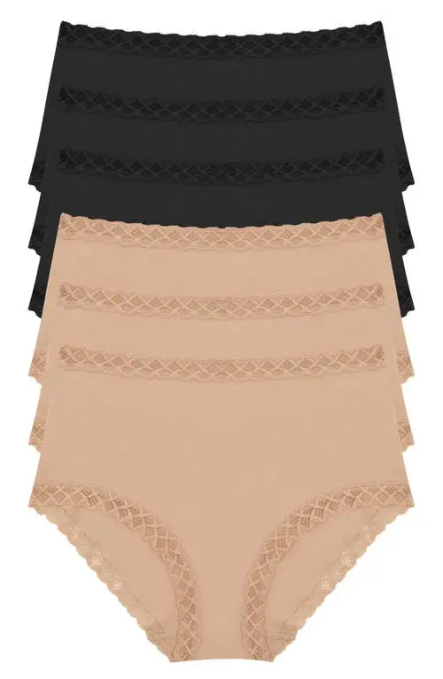 Natori Bliss Supima Cotton Full Brief 6-pack - Black/blck/blck/cafe/cafe/cafe