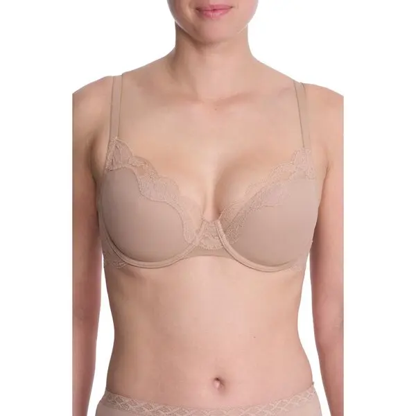 Natori Elusive Lace Plunge T-shirt Bra - Cafe
