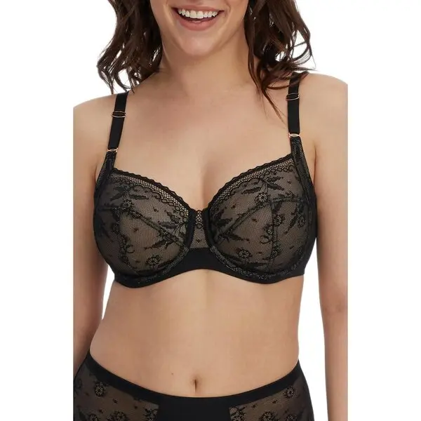 SKARLETT BLUE Lacy Full Coverage Underwire Bra - Black