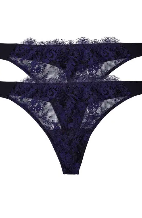 SKARLETT BLUE Entice Lace Front Thong 2-pack - Black/midnight