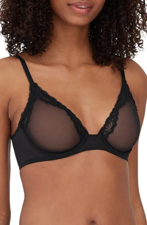 SKARLETT BLUE Passion Underwire Plunge Unlined Mesh Bra - Black
