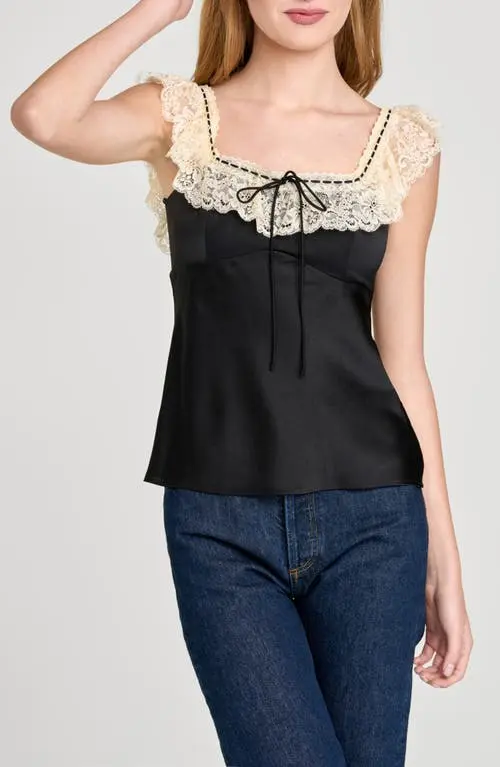 WAYF Ella Lace Trim Camisole - Black