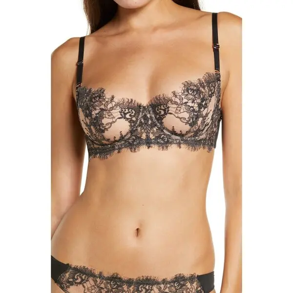 SKARLETT BLUE Entice Underwire Balconette Bra - Black/midnight