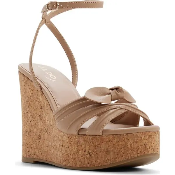 Aldo Ankle Strap Platform Wedge Sandal - Tan