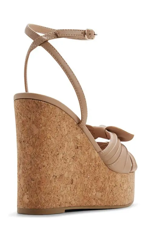 Aldo Ankle Strap Platform Wedge Sandal - Tan