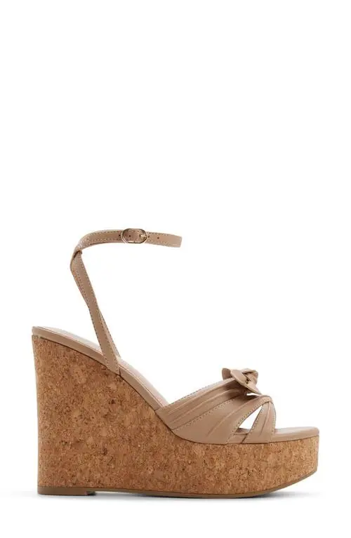 Aldo Ankle Strap Platform Wedge Sandal - Tan