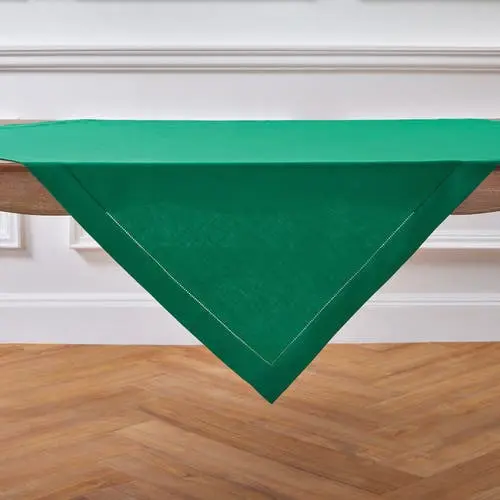 Solino Home Linen Table Throwclassic Hemstitch, 52" X 52" Inch - Emerald