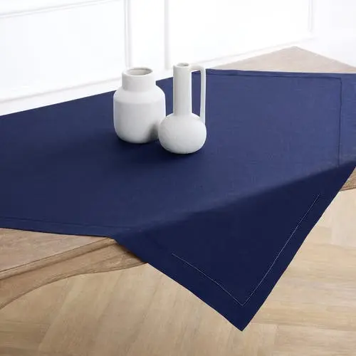 Solino Home Linen Table Throwclassic Hemstitch, 52" X 52" Inch - Navy