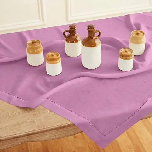 Solino Home Linen Table Throwclassic Hemstitch, 52" X 52" Inch - Violet