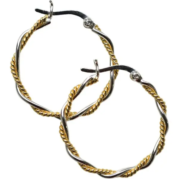 Argento Vivo Twist Hoop Earrings - Two Tone