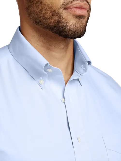 PAUL FREDRICK Non-iron Cotton Pinpoint Solid Button Down Collar Dress Shirt - Blue Stripe