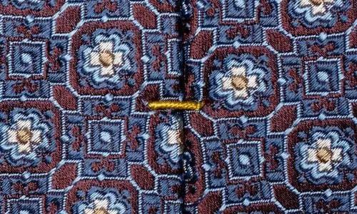 Eton Floral Medallion Silk Jacquard Tie - Medium Red