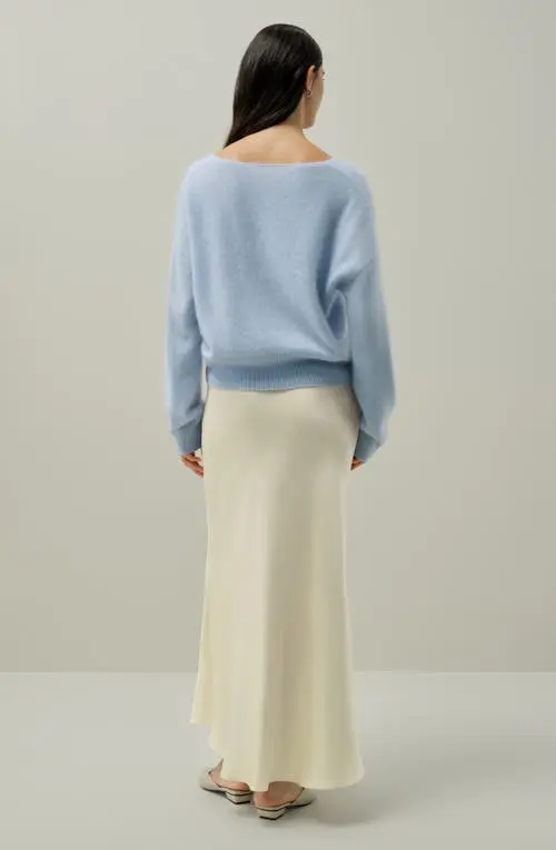 Lilysilk Brushed V-neck Cashmere Sweater - Illusion Blue