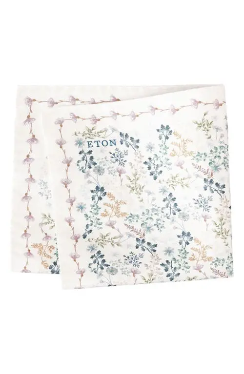 Eton Botanical Print Oxford Silk Pocket Square - Multi