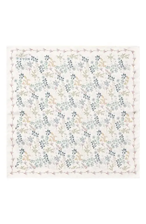 Eton Botanical Print Oxford Silk Pocket Square