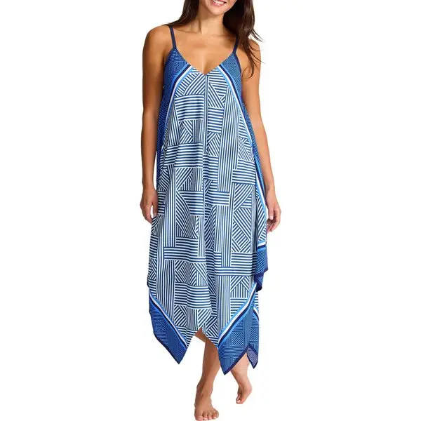 Tommy Bahama Fractured Stripe Scarf Cover-up Dress - Indigo Tide
