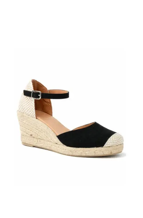 MENINA STEP Jimena Espadrille Wedge - Black