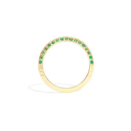 CAMPBELL + CHARLOTTE Knife Edge Stacking Ring - Emerald- Gold