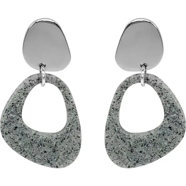 TOOLALLY Pebble Drop Earrings - Grey Stone