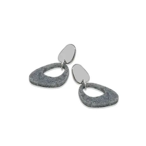 TOOLALLY Pebble Drop Earrings - Grey Stone