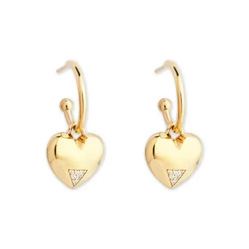 TOOLALLY Art Deco Hearts Hoop Earrings - Gold Vermeil