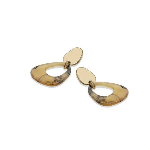 TOOLALLY Pebble Drop Earrings - White Tortoiseshell