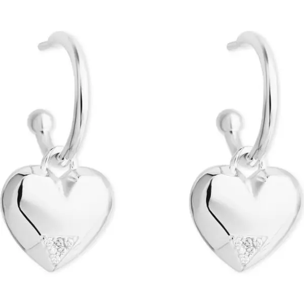 TOOLALLY Art Deco Heart Hoop Earrings - Sterling Silver
