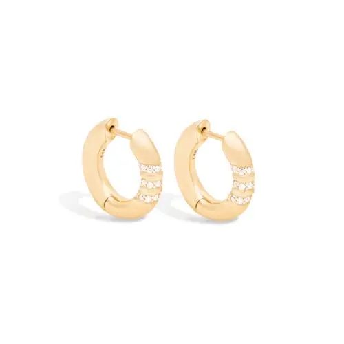 CAMPBELL + CHARLOTTE Crew Round Diamond Huggie Earrings - Diamond- Gold