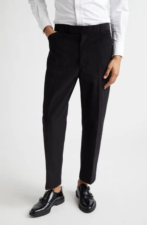 Thom Browne Cotton Corduroy Tapered Leg Chinos - Black